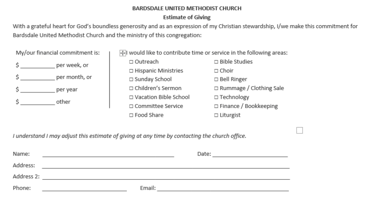 Annual Pledge - Bardsdale United Methodist Church